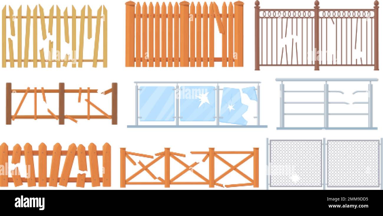 Broken fences Stock Vector Images - Alamy