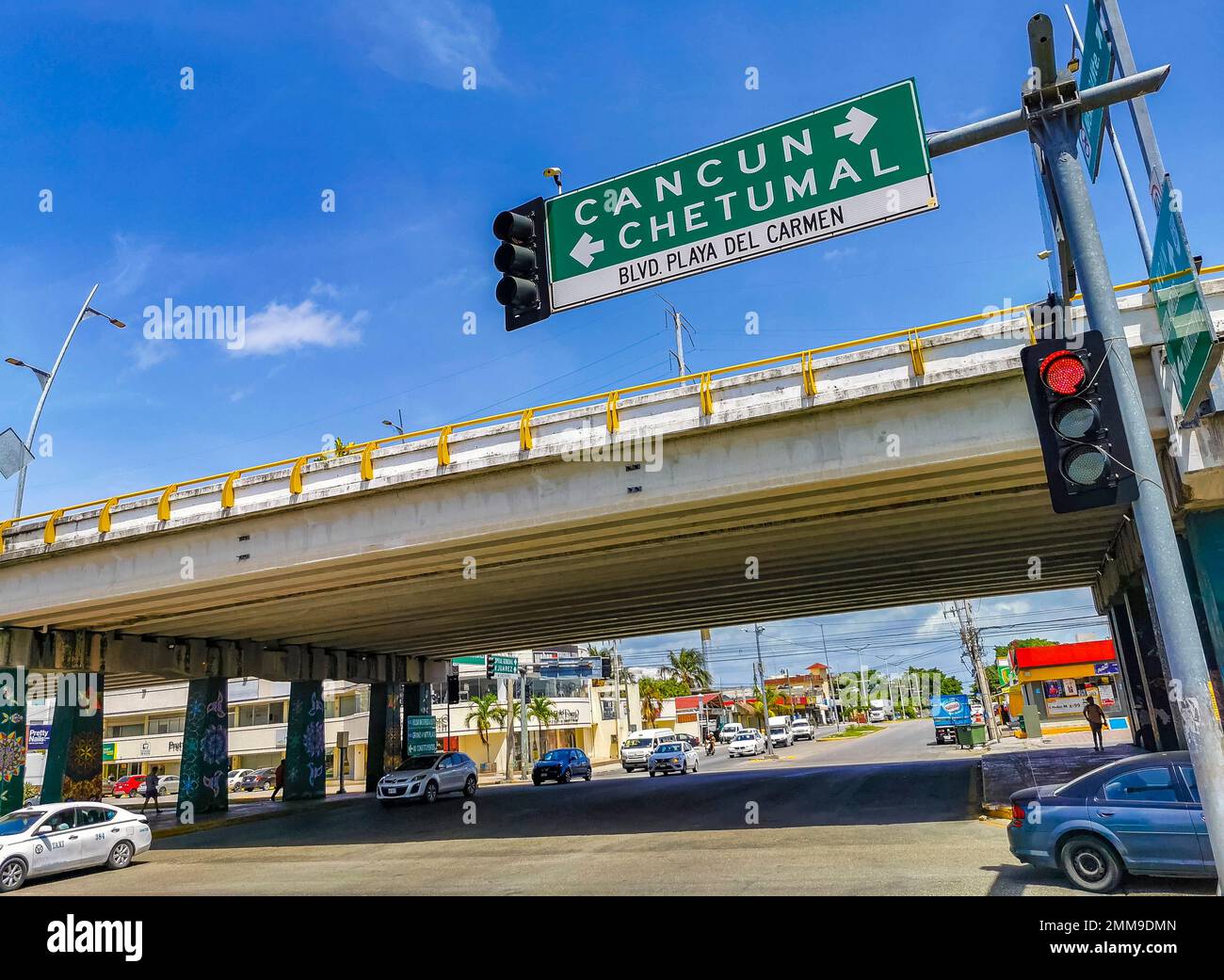 Playa del Carmen Mexico 12. July 2021 Typical Highway Freeway bridge ...