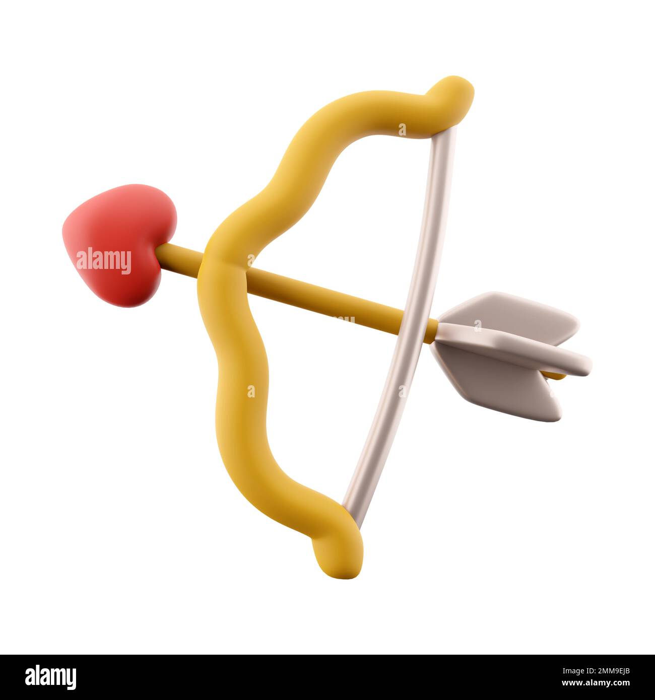 3d rendering cupid's bow with arrow icon. 3d render arrow heart bow ...
