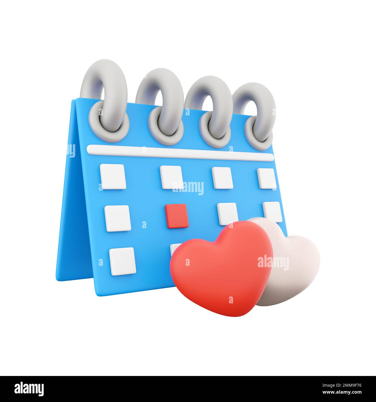 3d render Valentines day Calendar icon. Minimal concept. 3d rendering ...