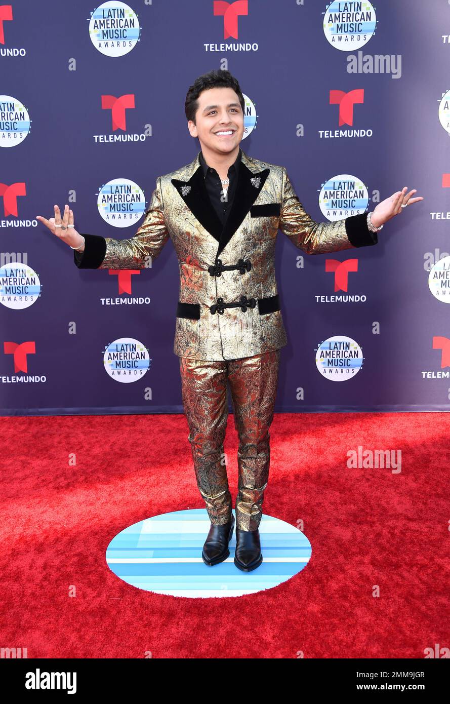 Christian Nodal arrives at the Latin American Music Awards at the Dolby ...