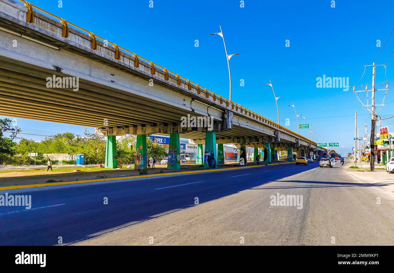 Playa del Carmen Mexico 27. March 2021 Typical Highway Freeway bridge ...