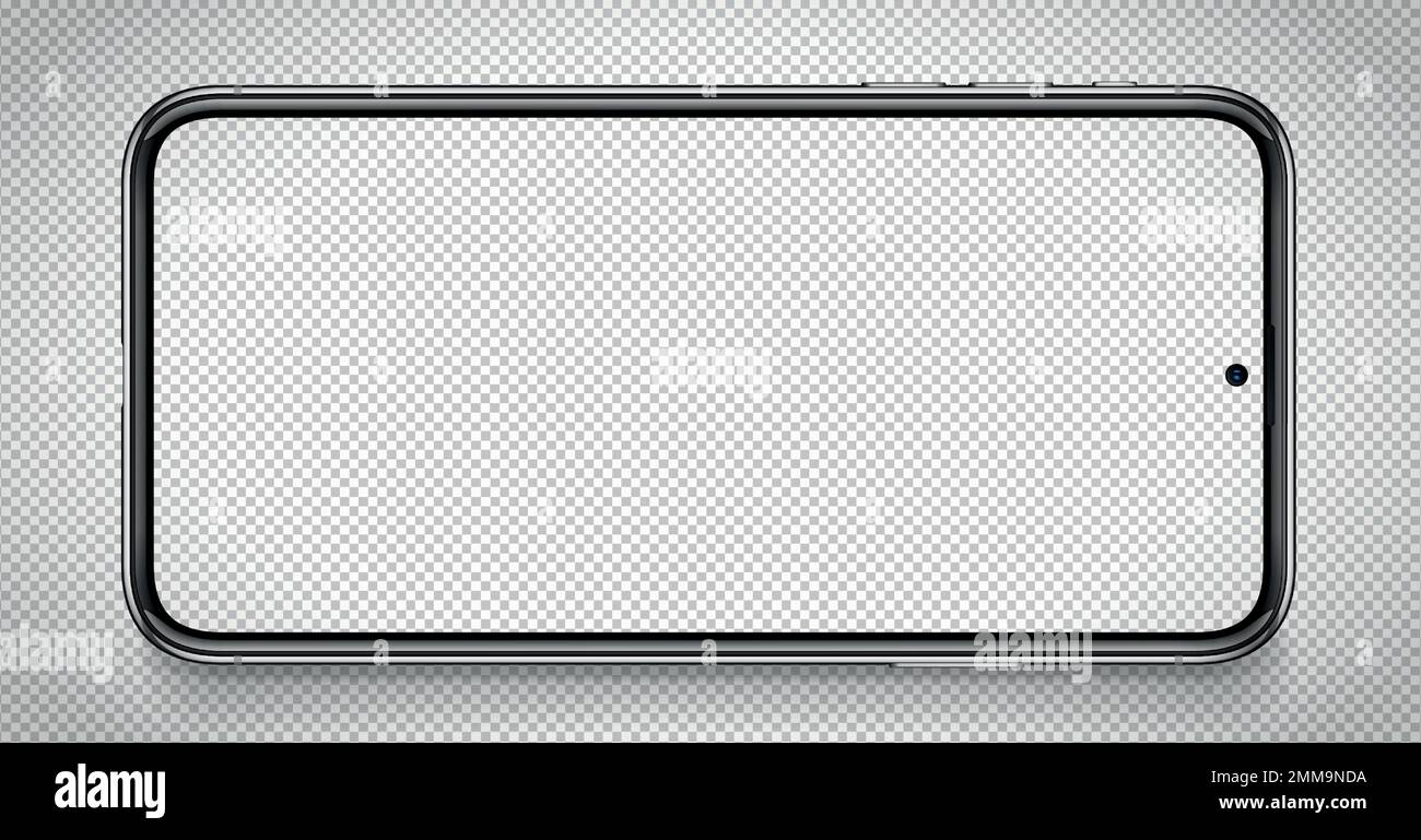 Smartphone transparent screen, technology horizontal mobile blank ...