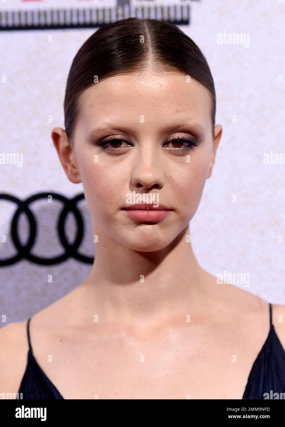Mia Goth, a cast member in "Suspiria," poses at the premiere of the ...