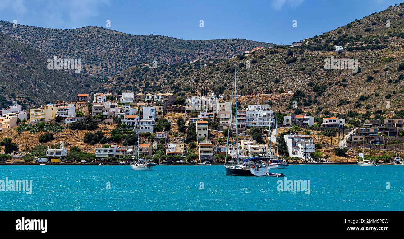 Small villas in the hill near the island of Spinalonga in the ...