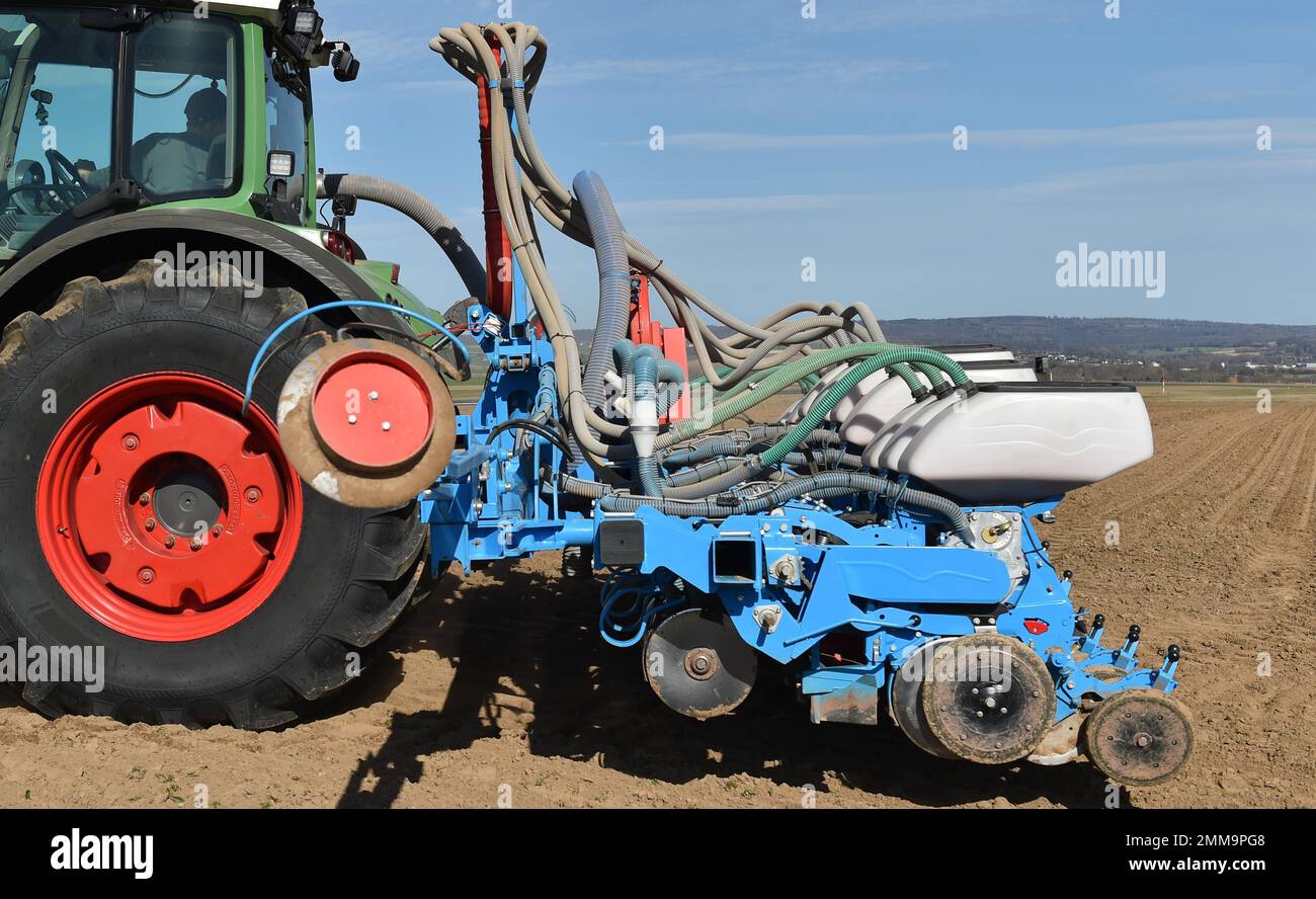 Precision seed drill, seed drill on a tractor, Germany Stock Photo - Alamy