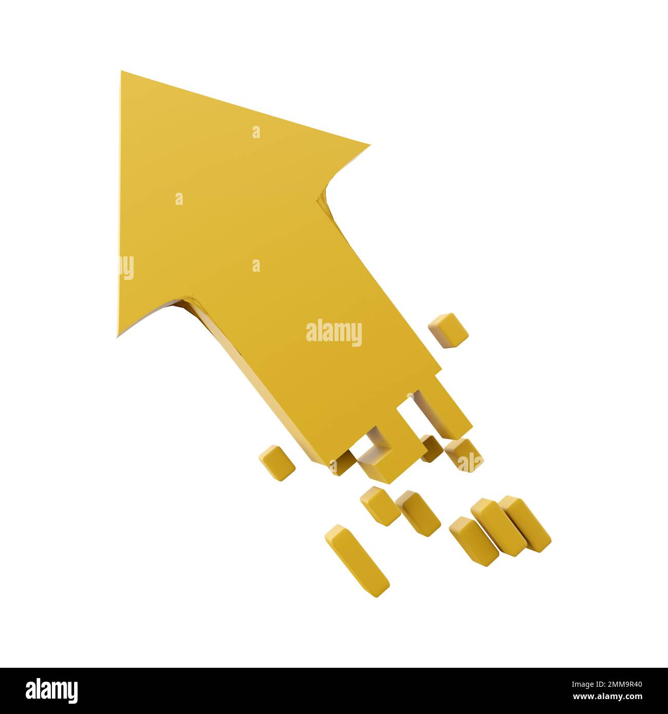 3d rendering golden arrow rises up icon. 3d render yellow arrow grow up ...
