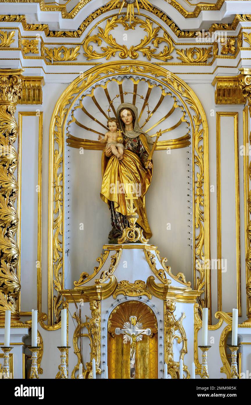 Figure of the Virgin Mary on the main altar, Church of St. Ulrich ...