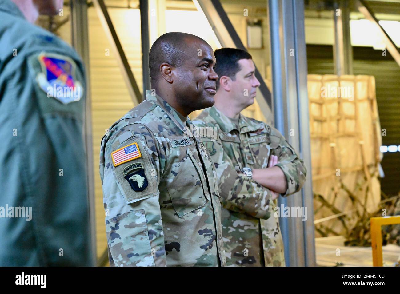 U.S. Army Col. Kevin Jackson, 19th Battlefield Coordination Detachment commander, receives a ...