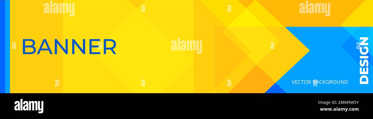Yellow and blue wide banner with geometric shapes. Vector abstract ...