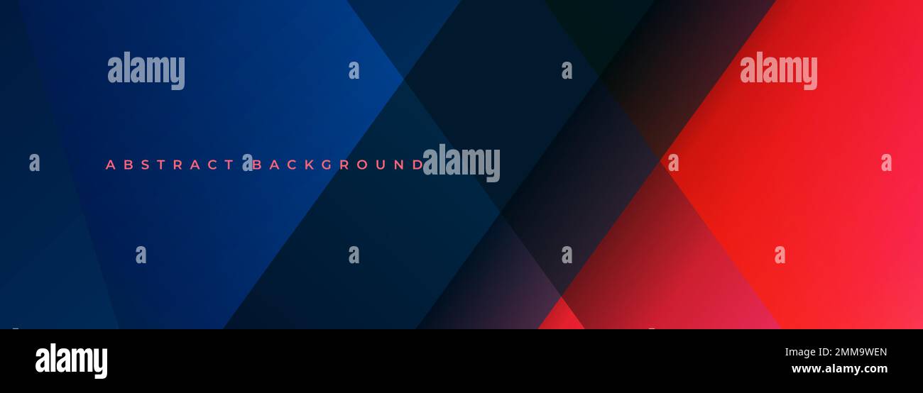 Blue and red modern abstract wide banner with geometric shapes. Red and ...