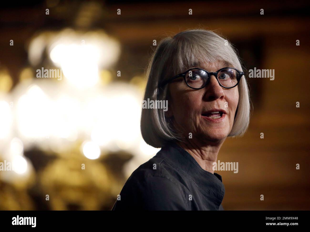Artist Catherine Prescott makes remarks at the unveiling of the ...
