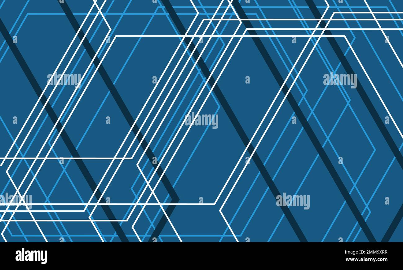 Blue modern abstract background with white and dark blue lines and ...
