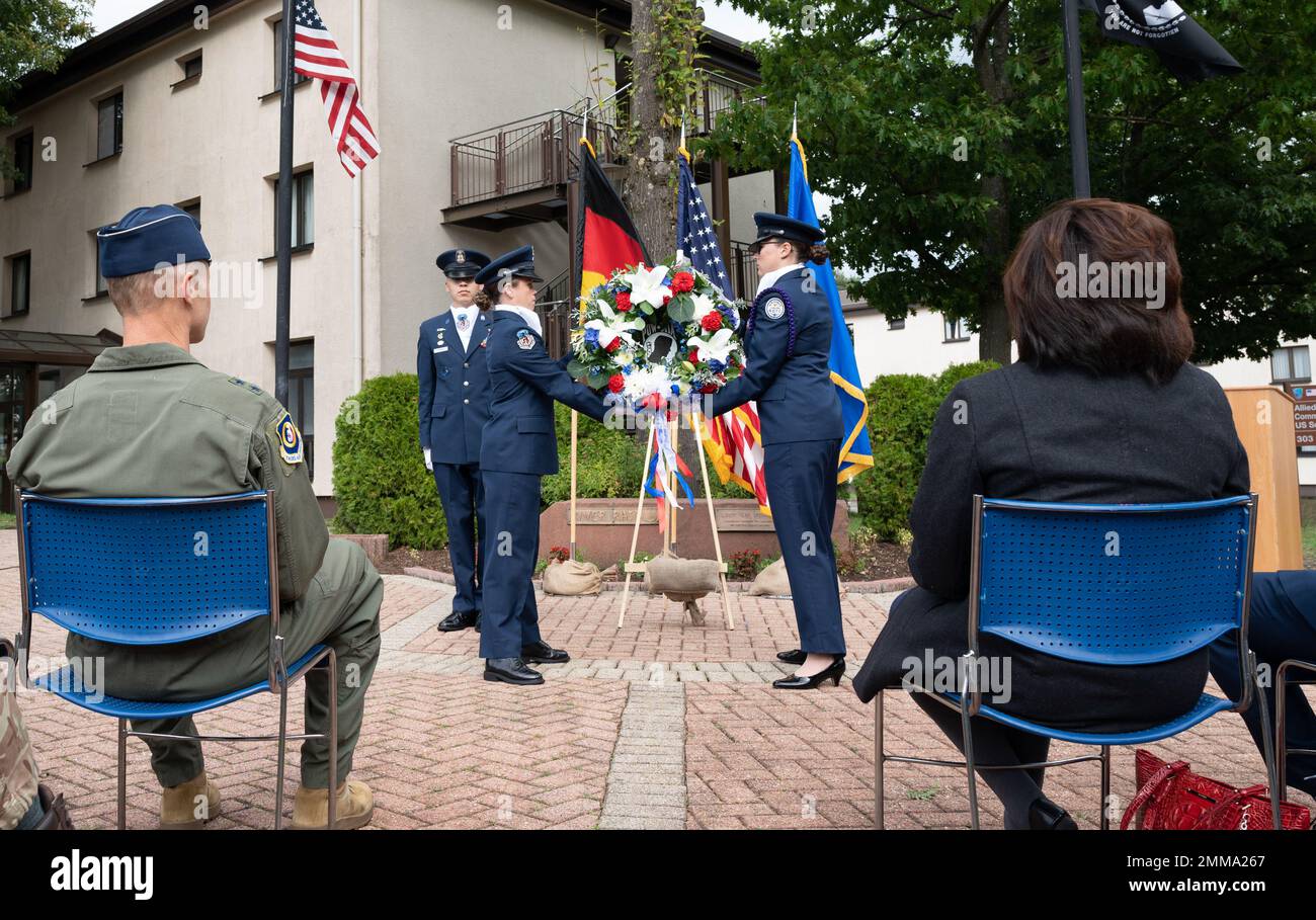 A wreath is laid at the River Rats memorial during a memorial ceremony ...