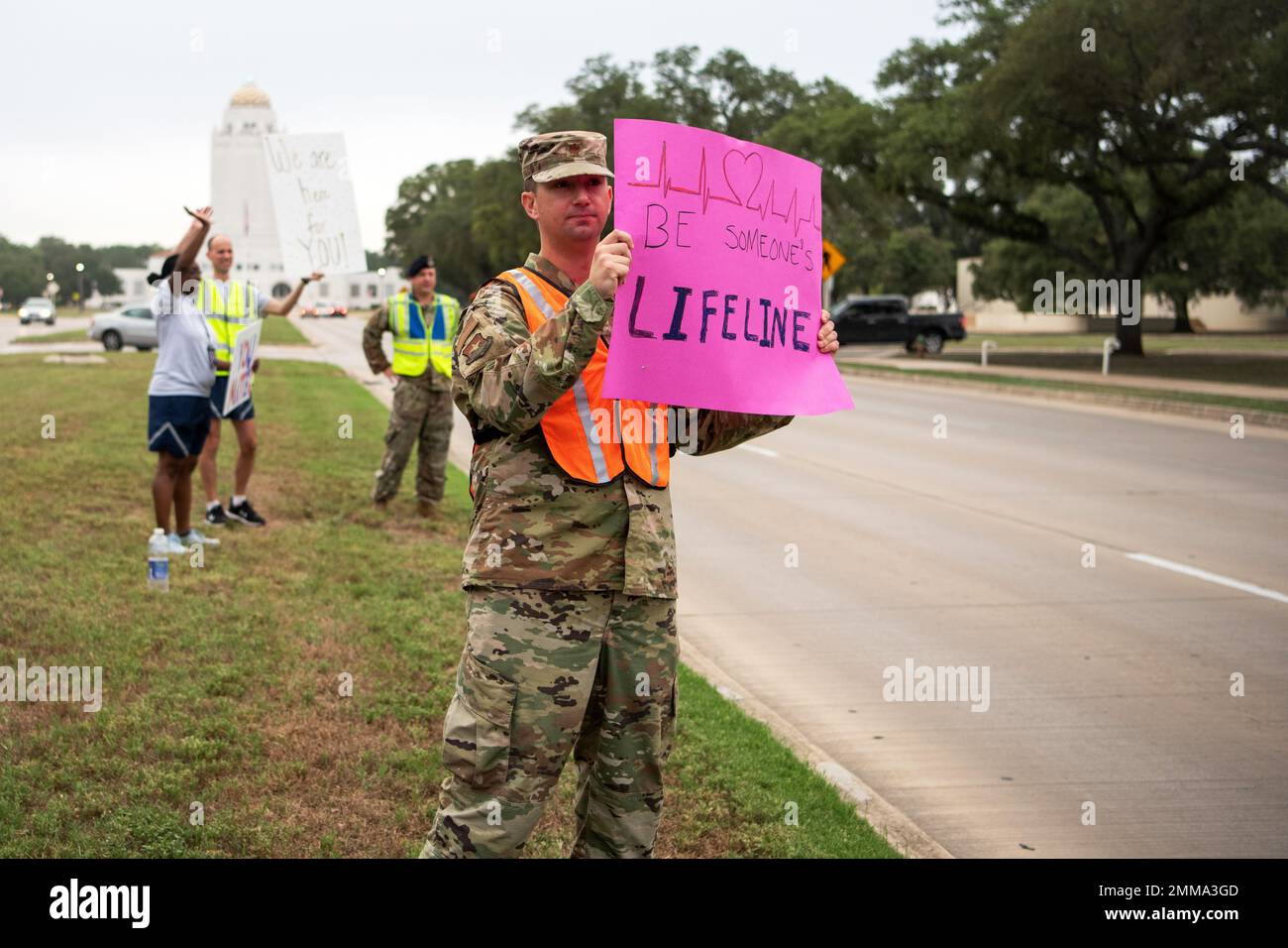 U.S. Air Force Maj. Tyler Kaido (right), 502nd Security Forces Group, Judge Advocate, along with ...