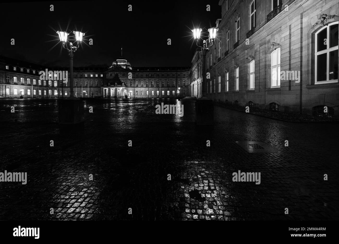 Neues Schloss Stuttgart, Germany, schwarz-weiß, monochrom,black an ...