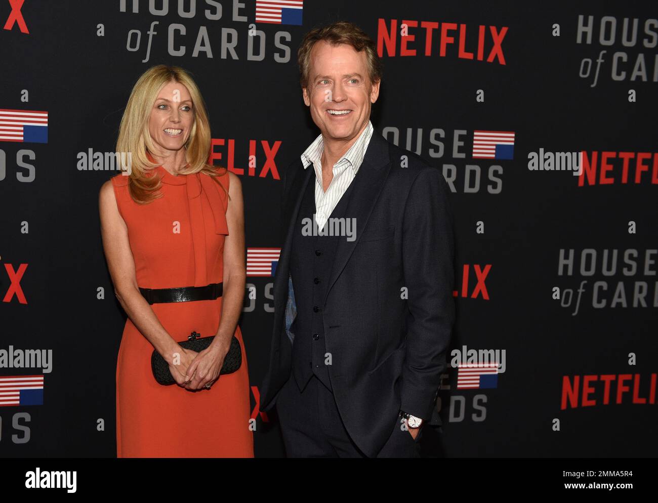 Greg Kinnear, a cast member in "House of Cards," poses with his wife ...
