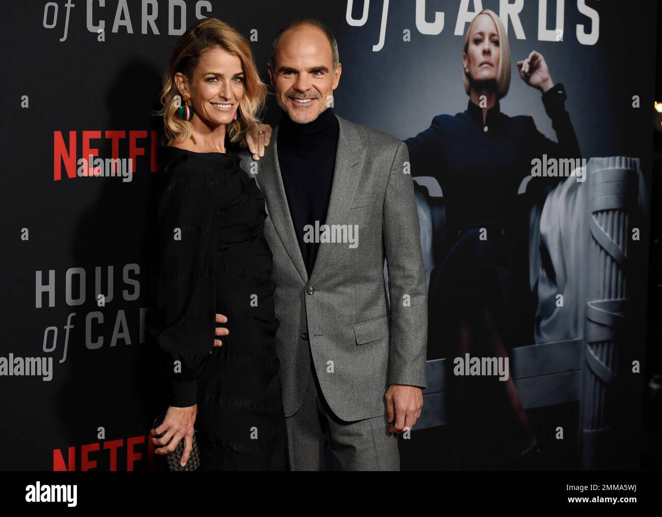 Michael Kelly, a cast member in "House of Cards," poses with his wife ...