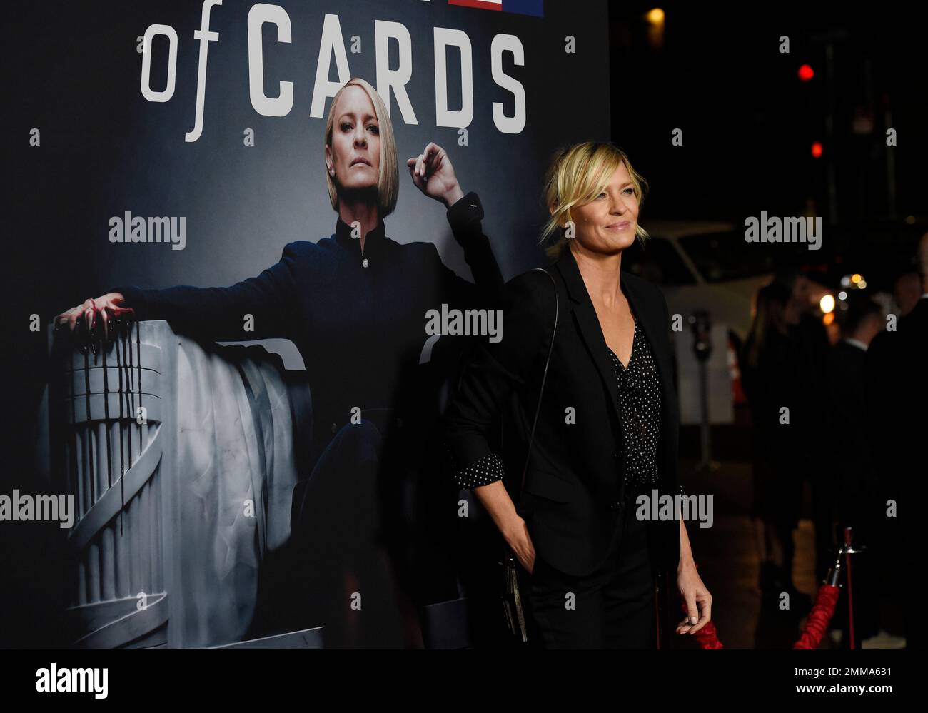 Robin Wright, star of "House of Cards," poses at the season six ...