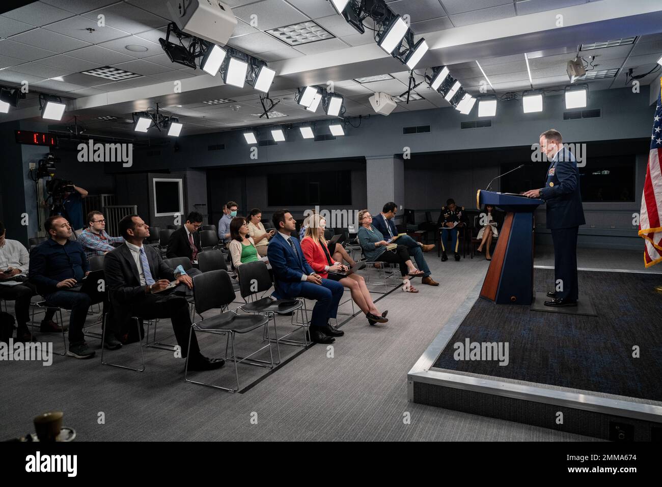 Pentagon Press Secretary Air Force Brig. Gen. Pat Ryder briefs the media in the Pentagon ...