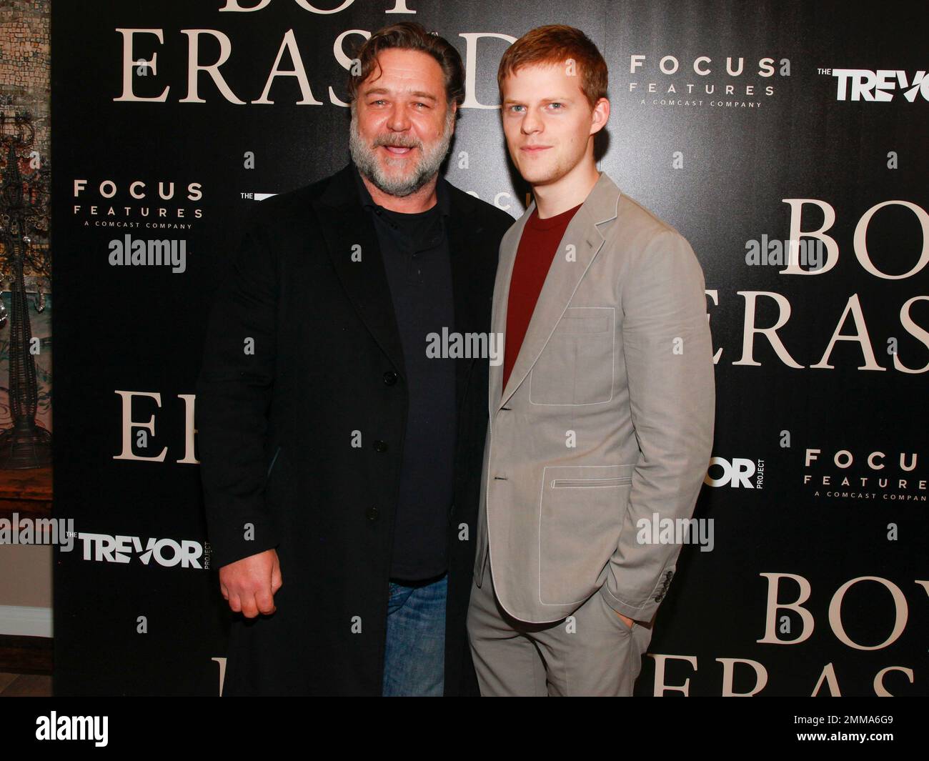 Russell Crowe, left, and Lucas Hedges, right, attend a special ...