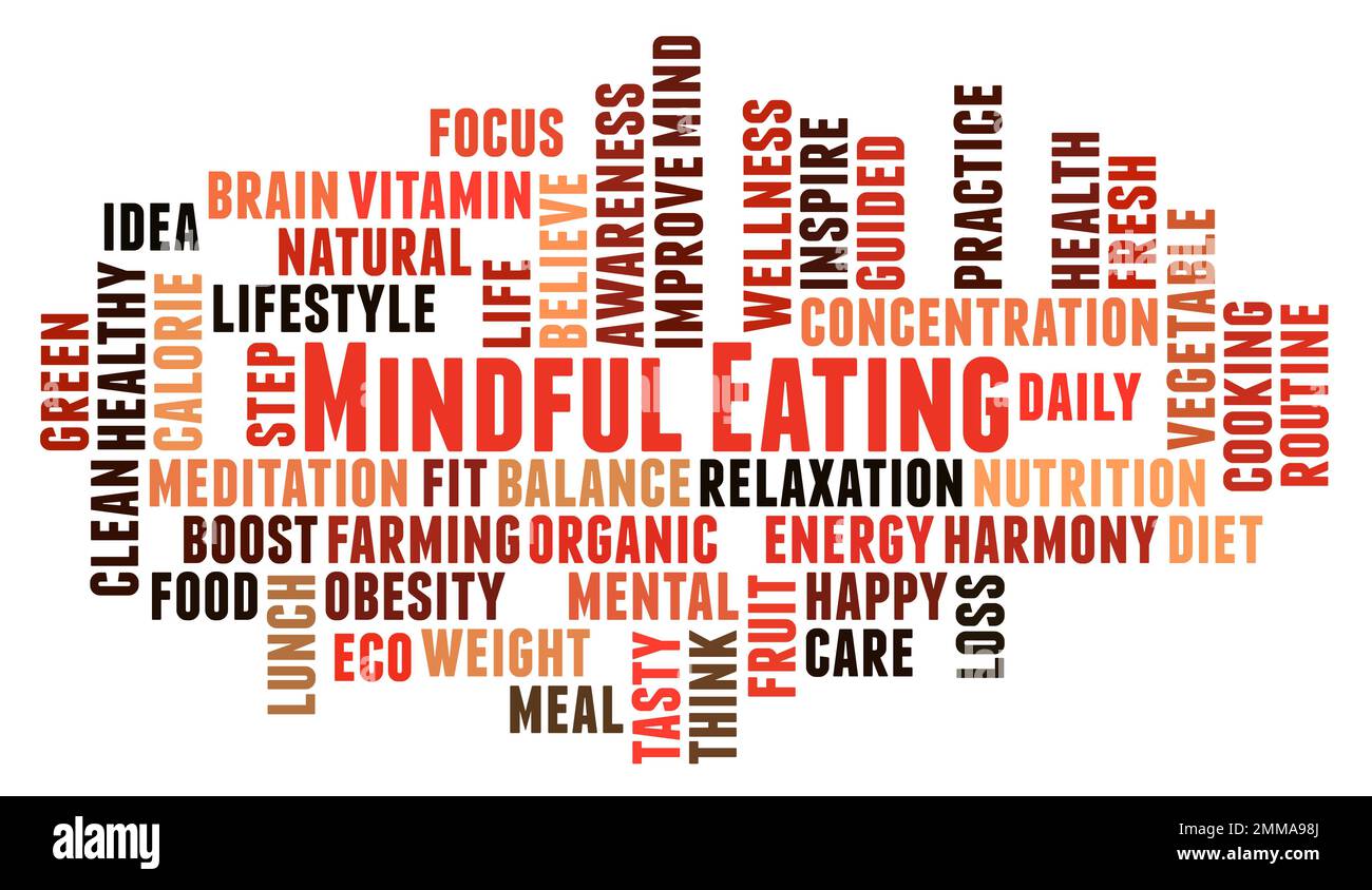 Mindful Eating word cloud concept on white background Stock Photo - Alamy