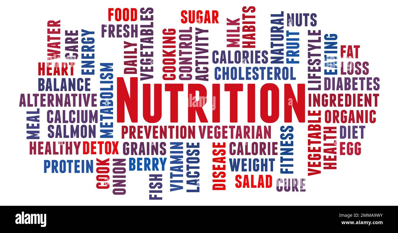 Nutrition word cloud concept on white background Stock Photo - Alamy
