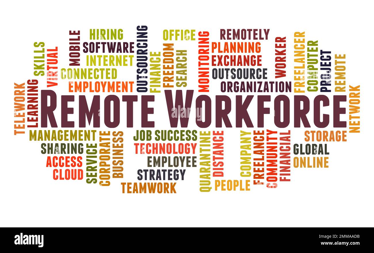 Remote Workforce word cloud concept on white background Stock Photo - Alamy