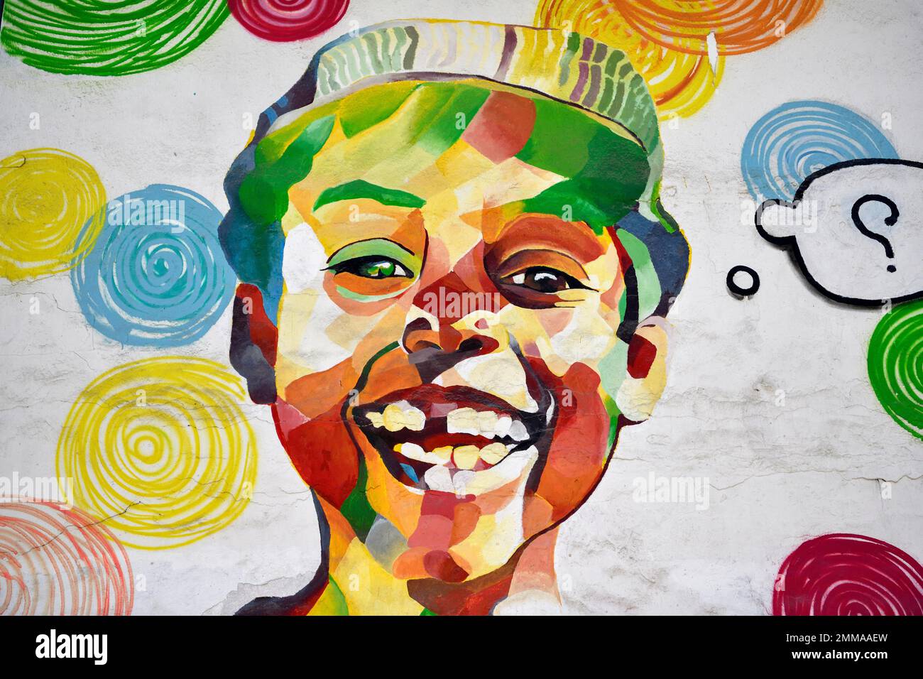 Mural of a laughing boy, graffito, Al Khobar, Ash-Sharqiyya Province ...