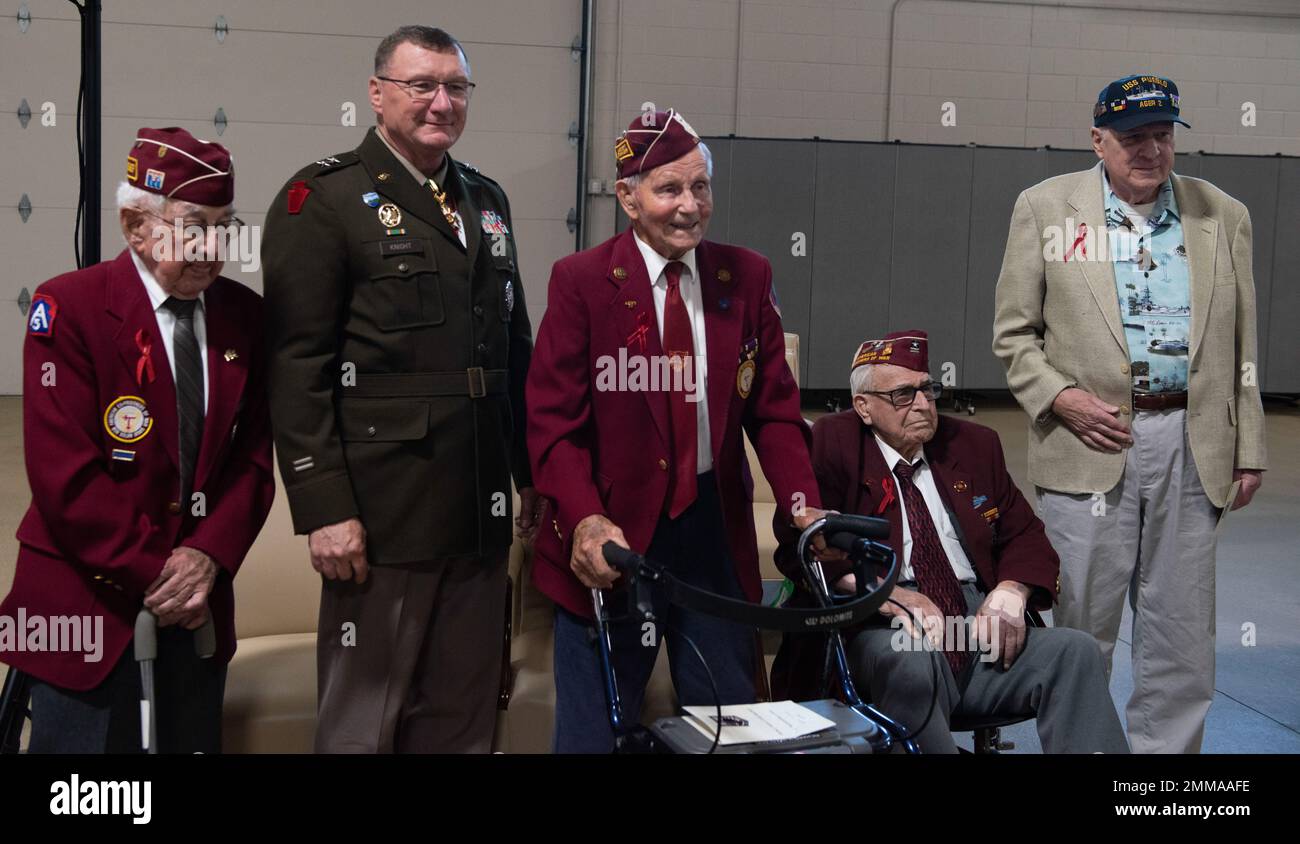 From left: Clyde Cassidy, Maj. Gen. Greg Knight, Richard H. Hamilton ...