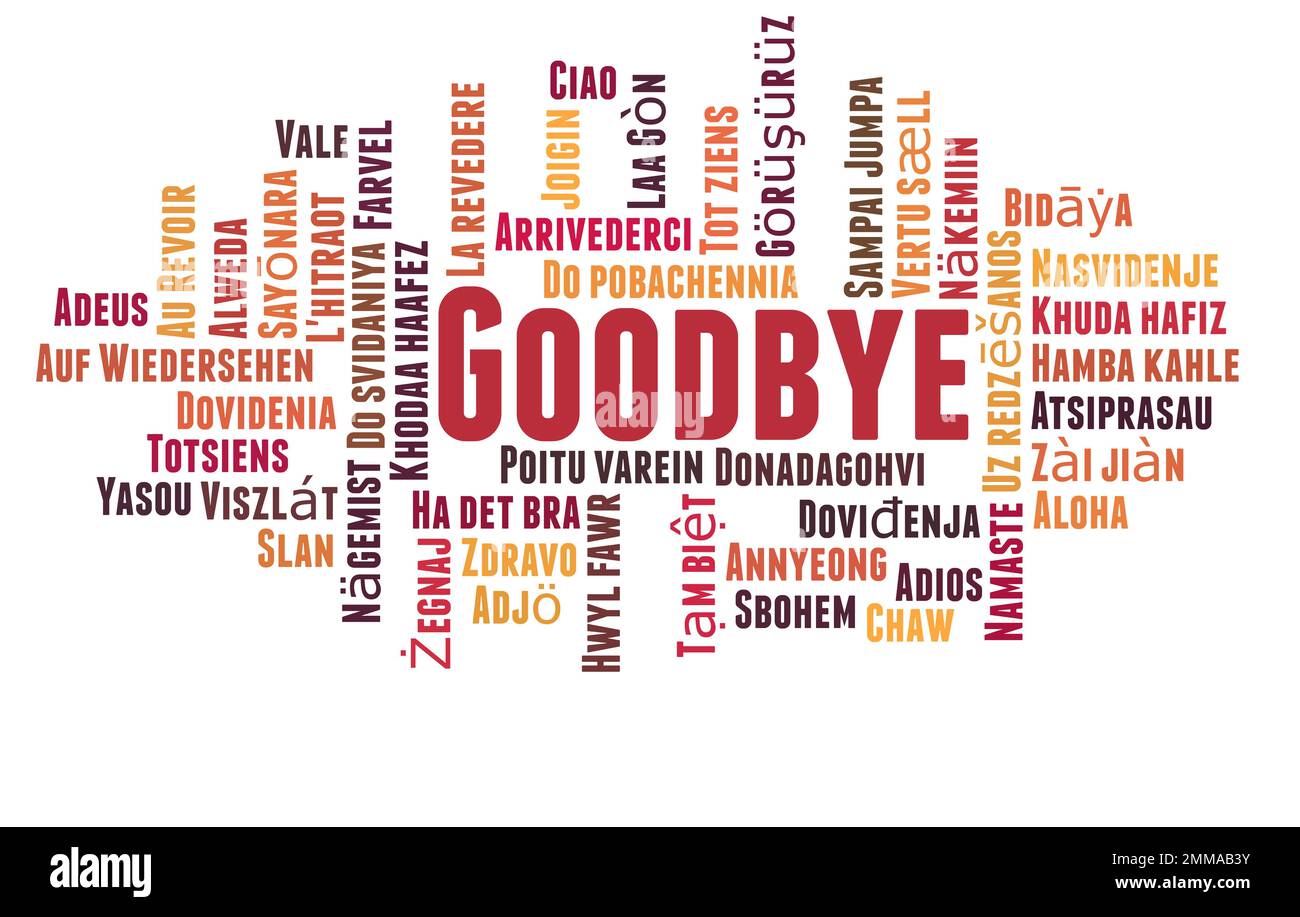 Goodbye In Different Languages Word Cloud Concept On White Background Goodbye In Different Languages Word Cloud Concept On White Background