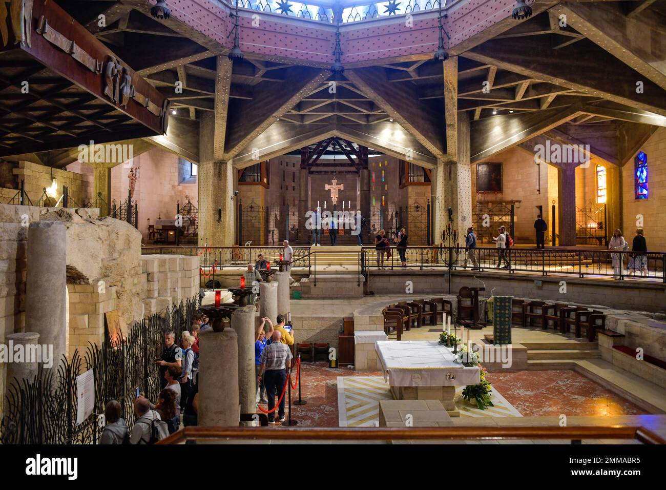 Lower sanctuary with Annunciation Grotto, Basilica of the Annunciation ...