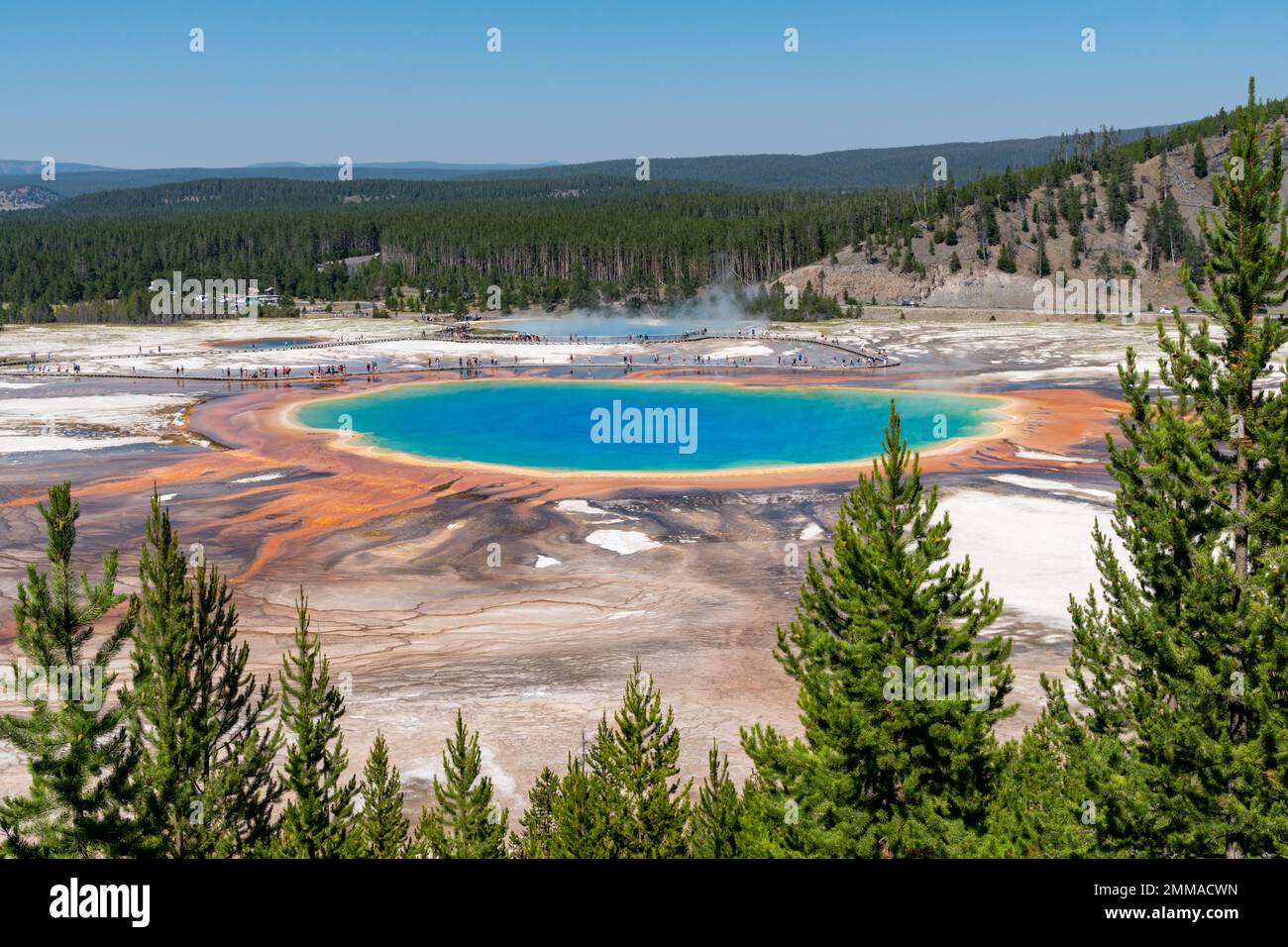 View of Grand Prismatic Spring from the Fairy Falls overlook and ...