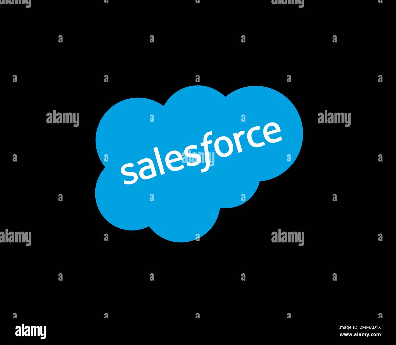 Salesforce, rotated, black background, logo, brand name Stock Photo - Alamy