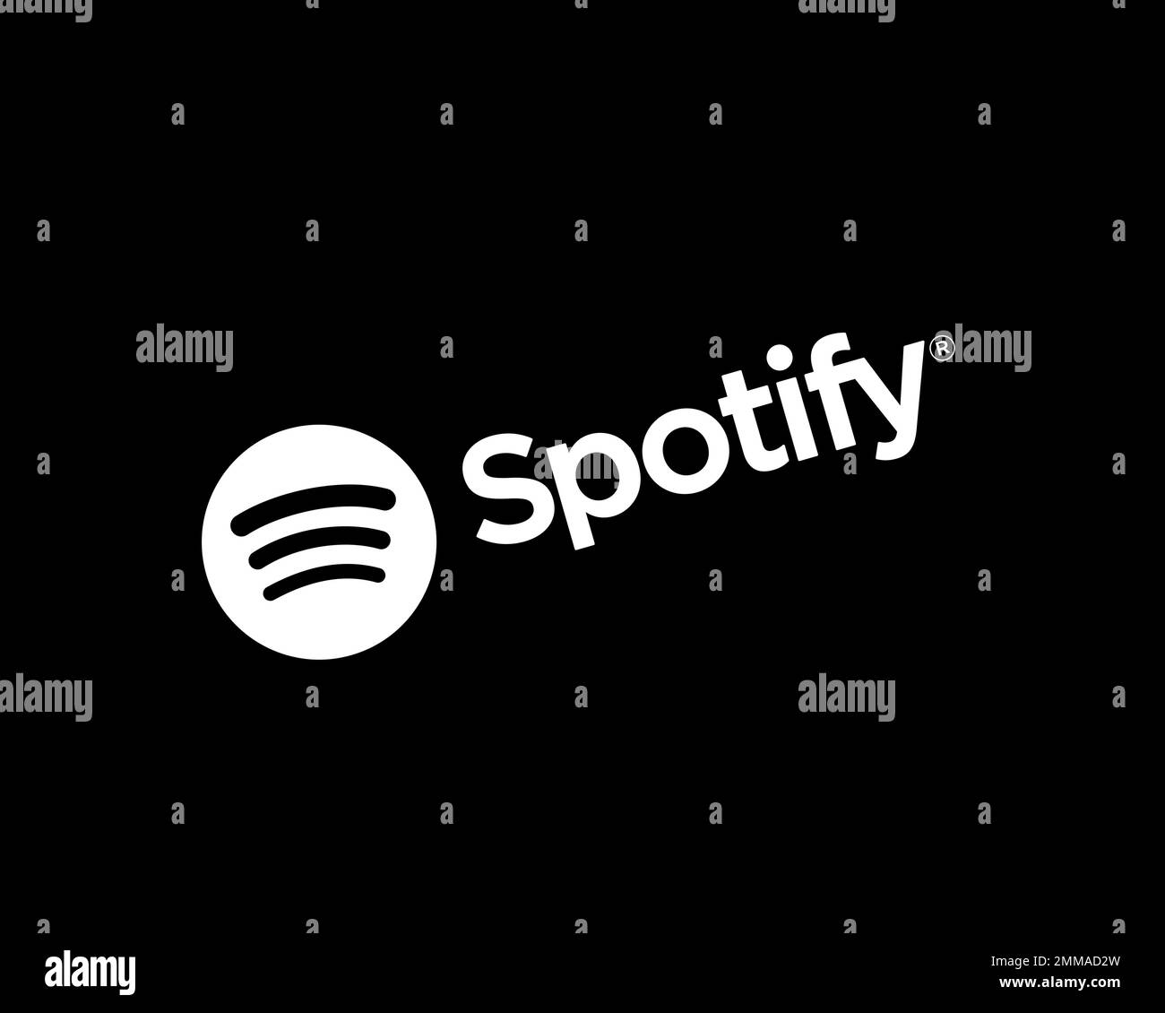 Spotify, rotated, black background, logo, brand name Stock Photo - Alamy
