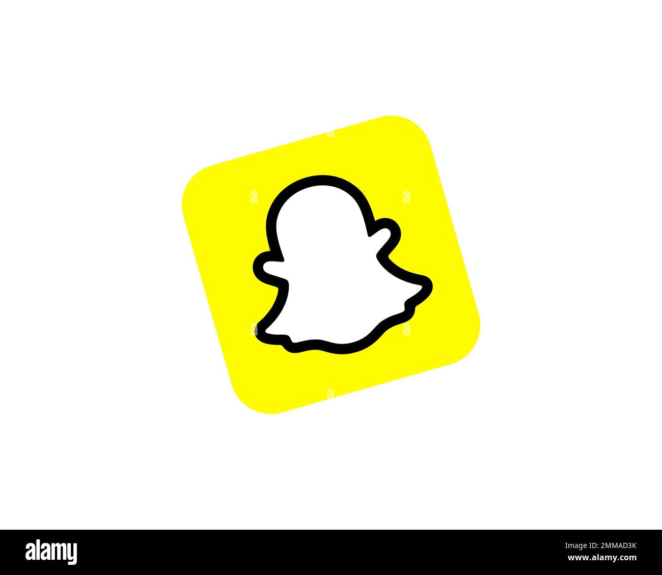 Snapchat, rotated, white background, logo, brand name Stock Photo - Alamy