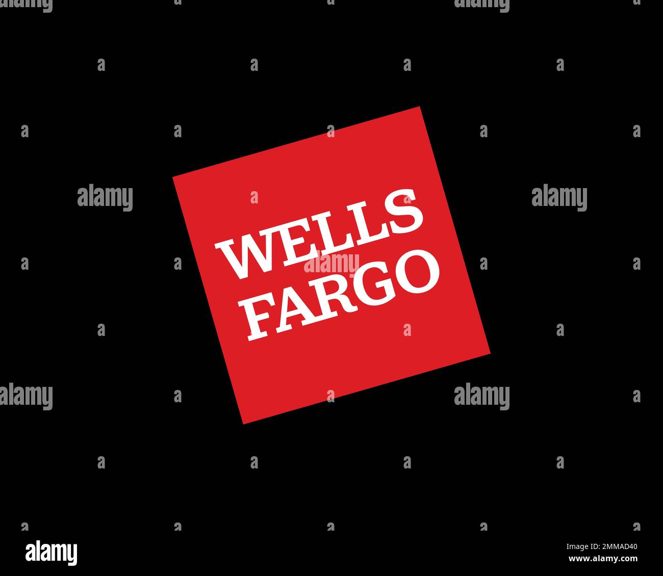 Wells Fargo, rotated, black background, logo, brand name Stock Photo ...
