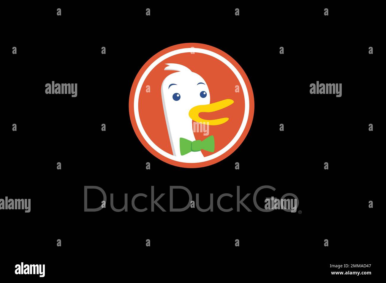 DuckDuckGo, black background, logo, brand name Stock Photo - Alamy