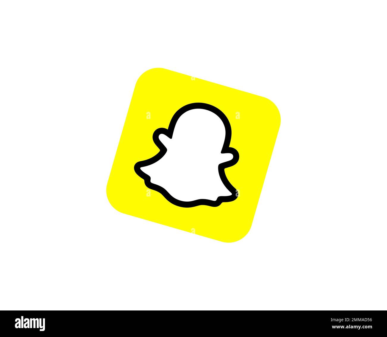 Snapchat, rotated, white background, logo, brand name Stock Photo - Alamy