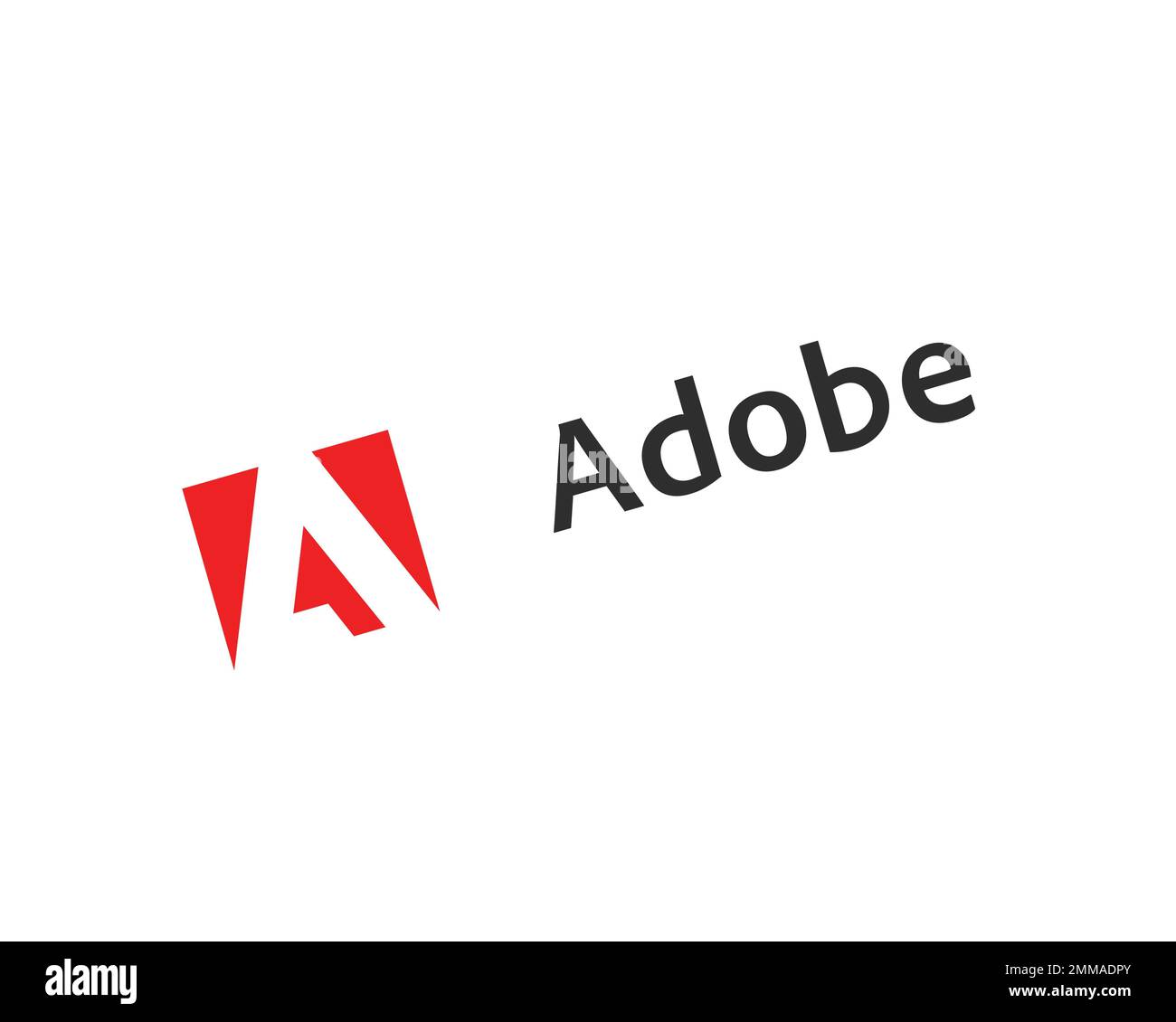 Adobe Inc, rotated, white background, logo, brand name Stock Photo - Alamy