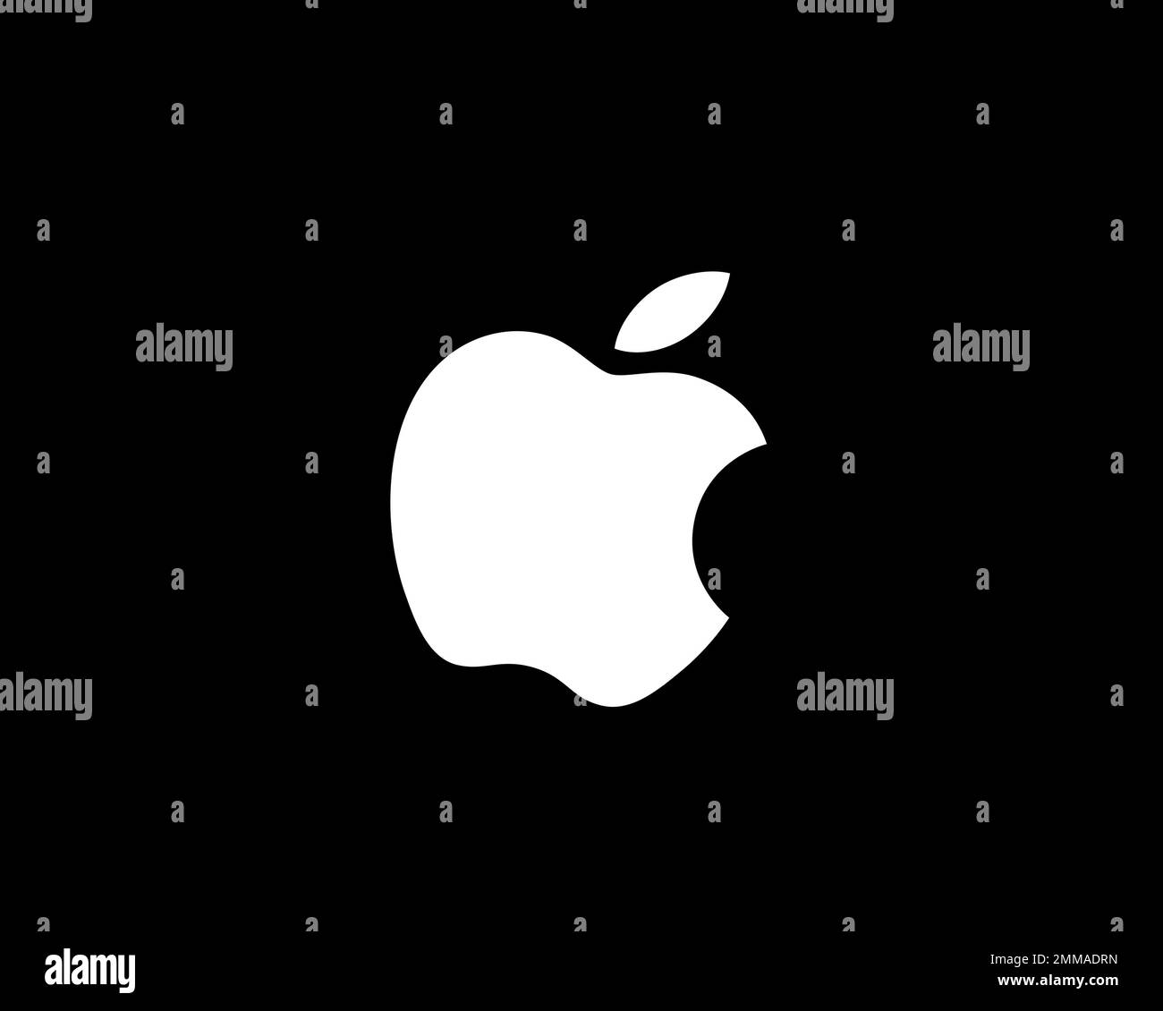 Apple Inc. white, rotated, black background, logo, brand name Stock ...