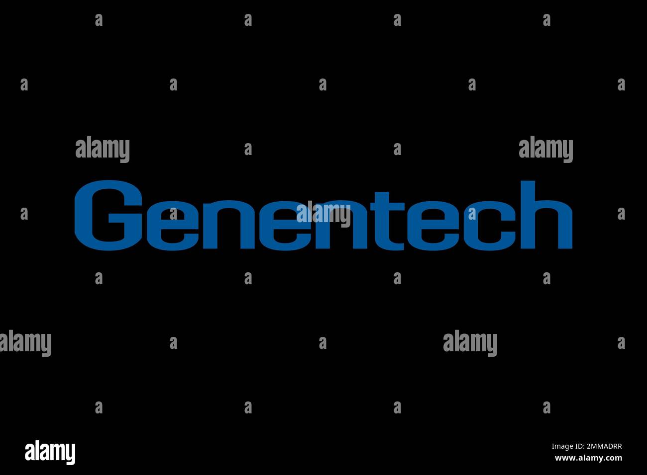 Genentech, black background, logo, brand name Stock Photo - Alamy