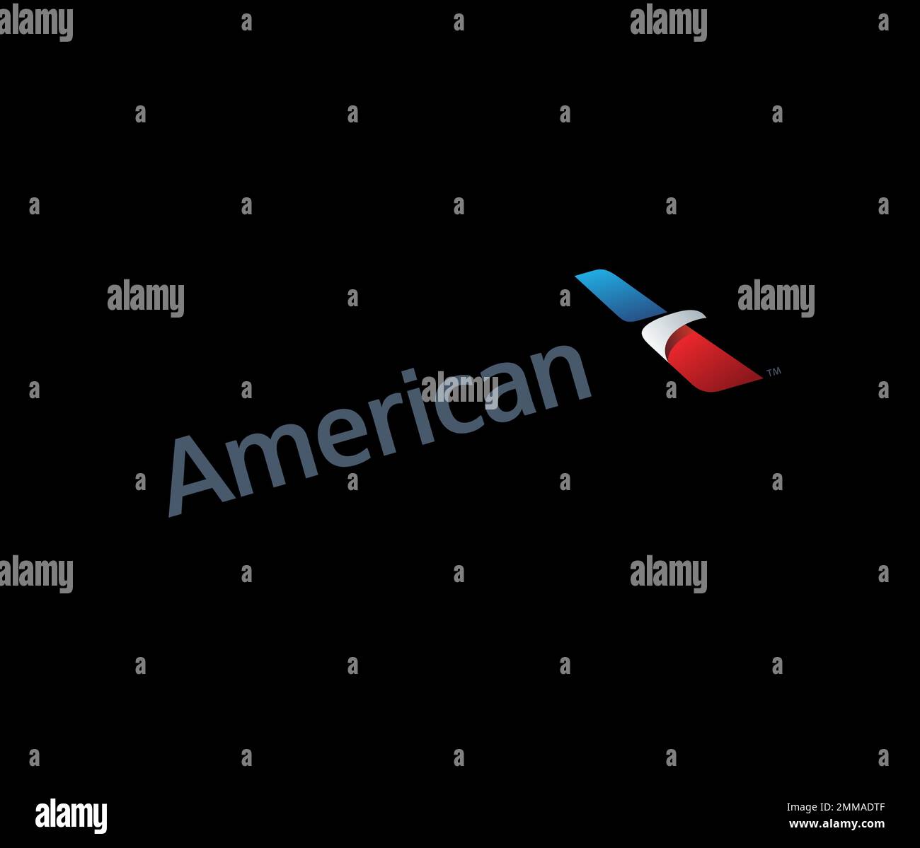 American Airlines, rotated, black background, logo, brand name Stock ...