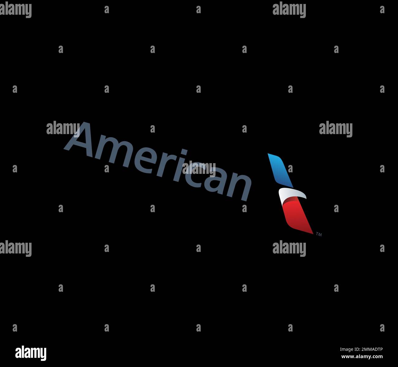American Airlines, rotated, black background, logo, brand name Stock ...
