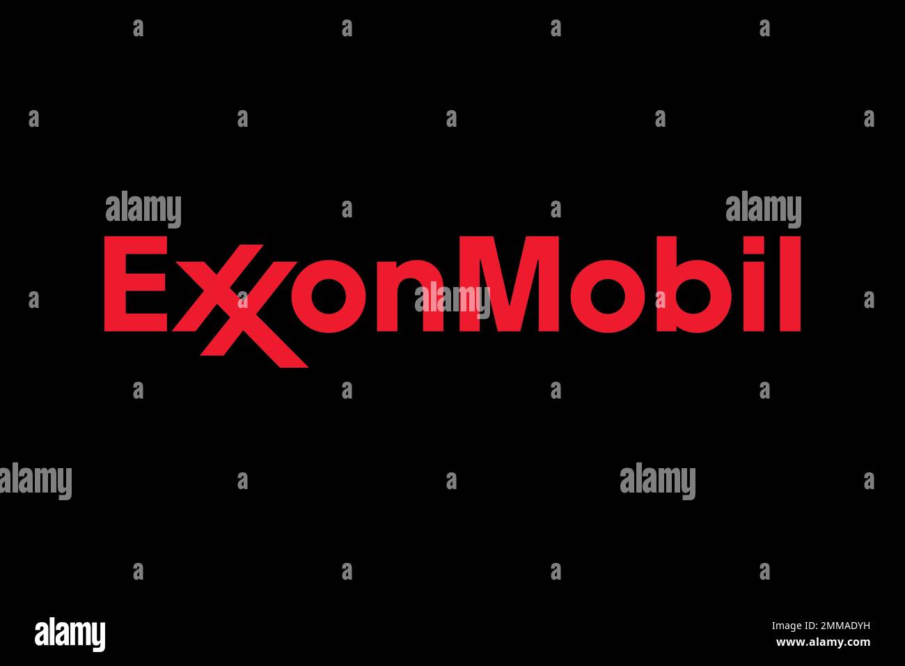 ExxonMobil, black background, logo, brand name Stock Photo - Alamy