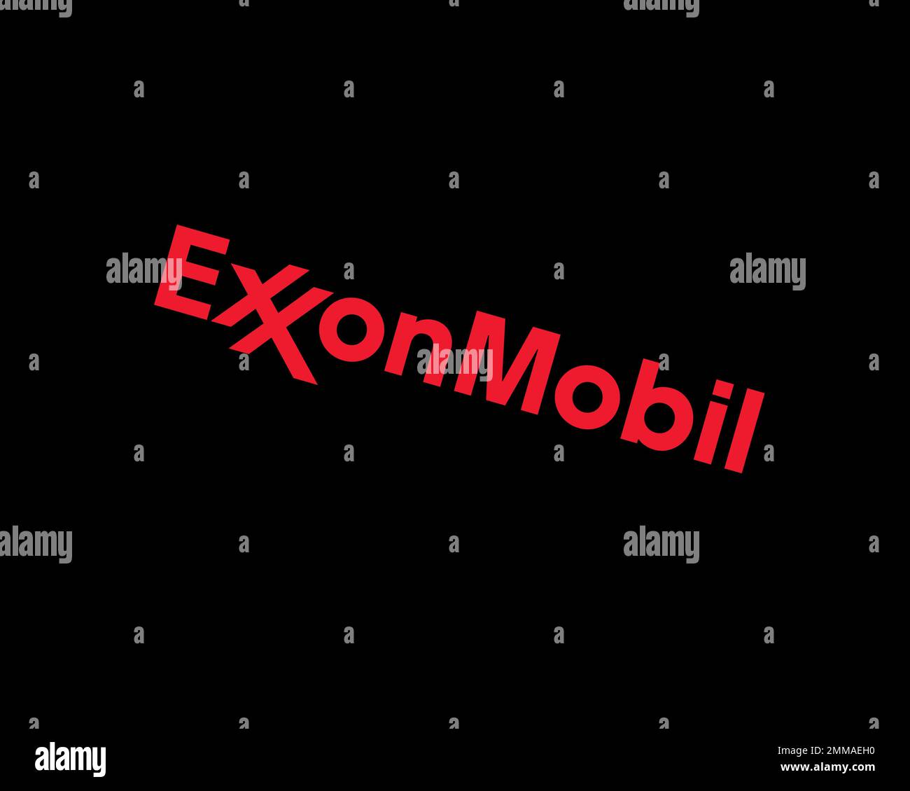 ExxonMobil, rotated, black background, logo, brand name Stock Photo - Alamy