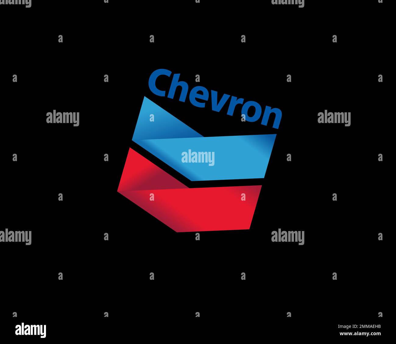Chevron Corporation, rotated, black background, logo, brand name Stock ...