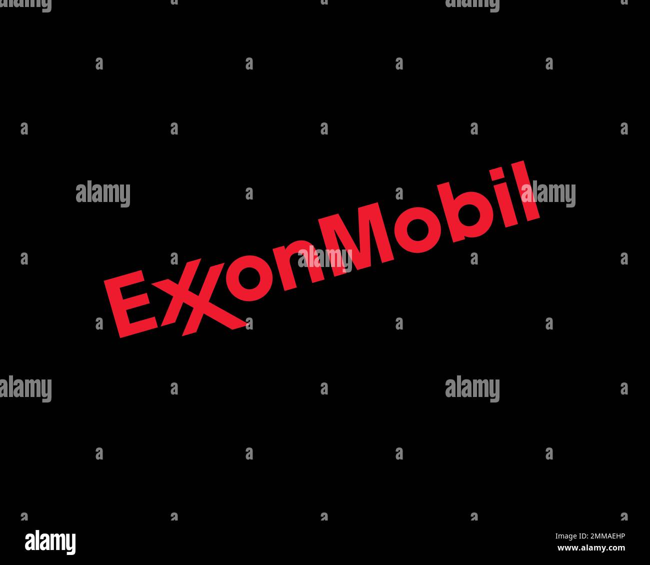 ExxonMobil, rotated, black background, logo, brand name Stock Photo - Alamy