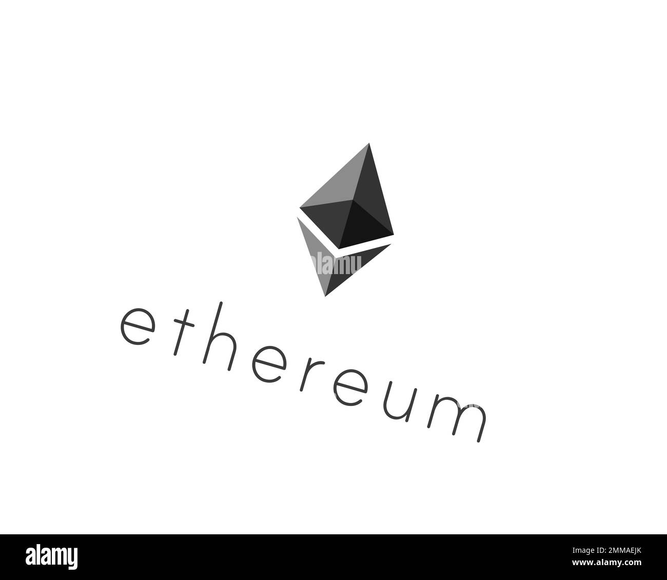 Ethereum, rotated, white background logo, brand name Stock Photo - Alamy