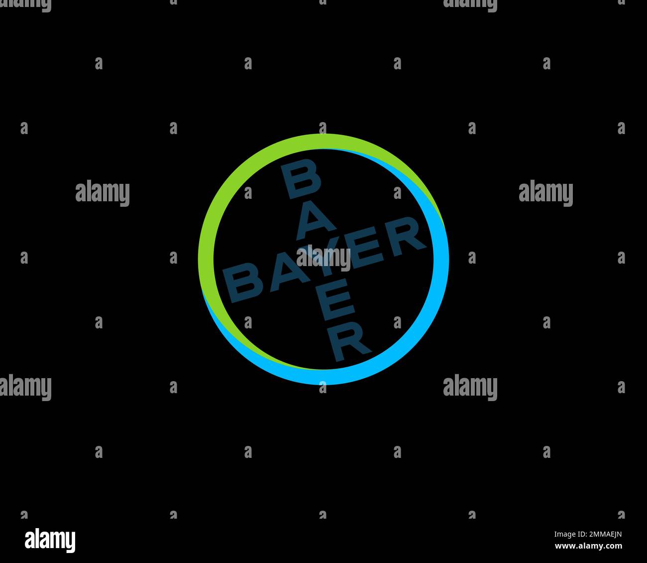Bayer, Rotated, Black background, Logo, Brand name Stock Photo - Alamy